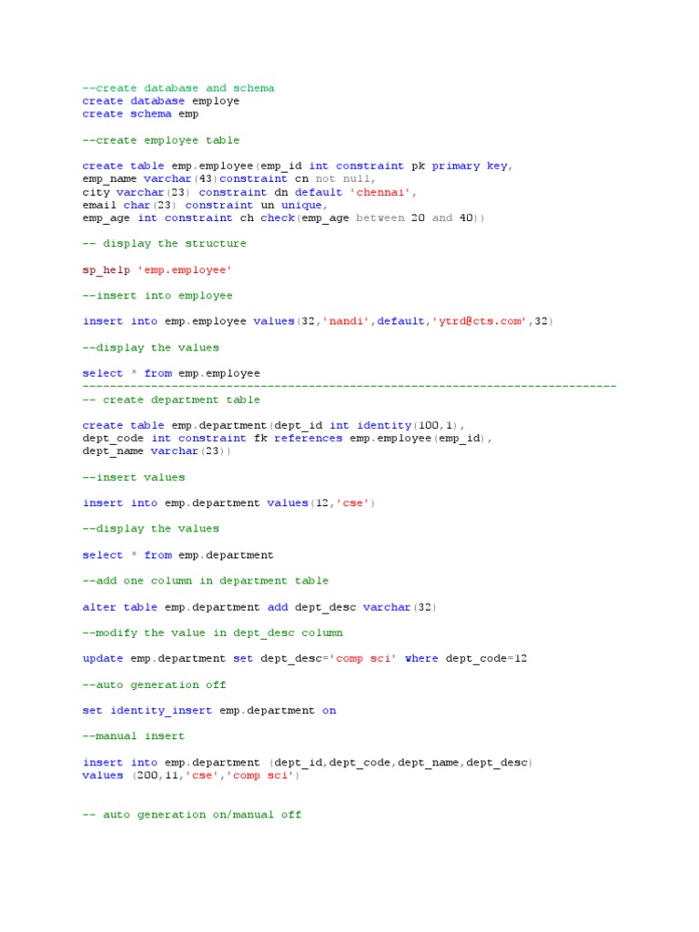 Create Database and Schema | PDF | Software Design | Data Model