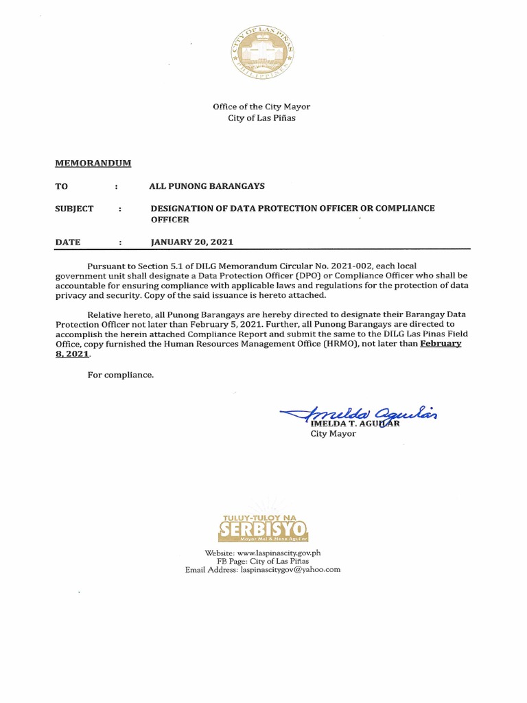 Designation of Data Protection Officer or Compliance Officer | PDF