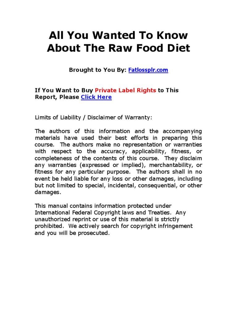 All You Wanted To Know About The Raw Food Diet | PDF | Raw Foodism | Legume