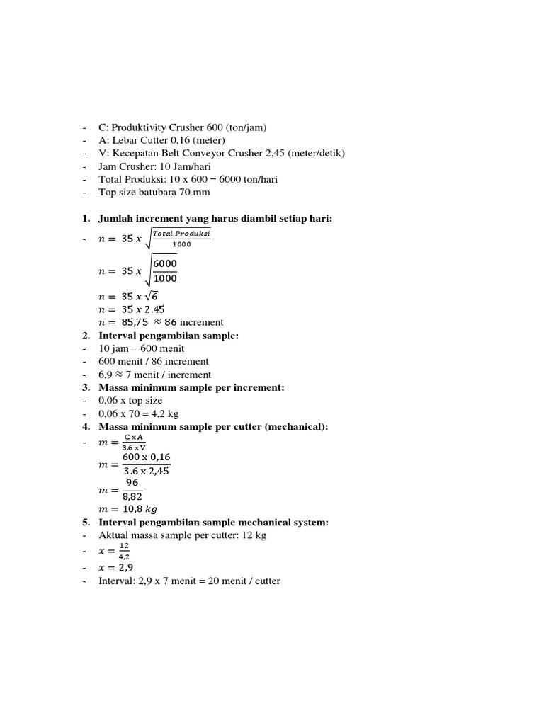 Perhitungan Mechanical Sampling | PDF | Science & Mathematics ...