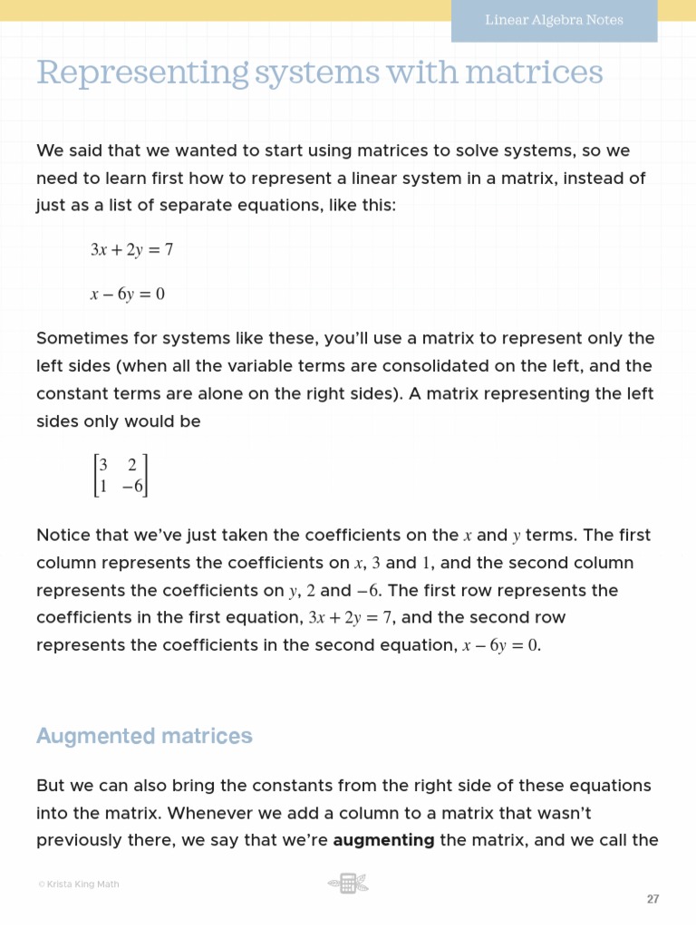 Representing Systems With+matriexs | PDF | Matrix (Mathematics ...