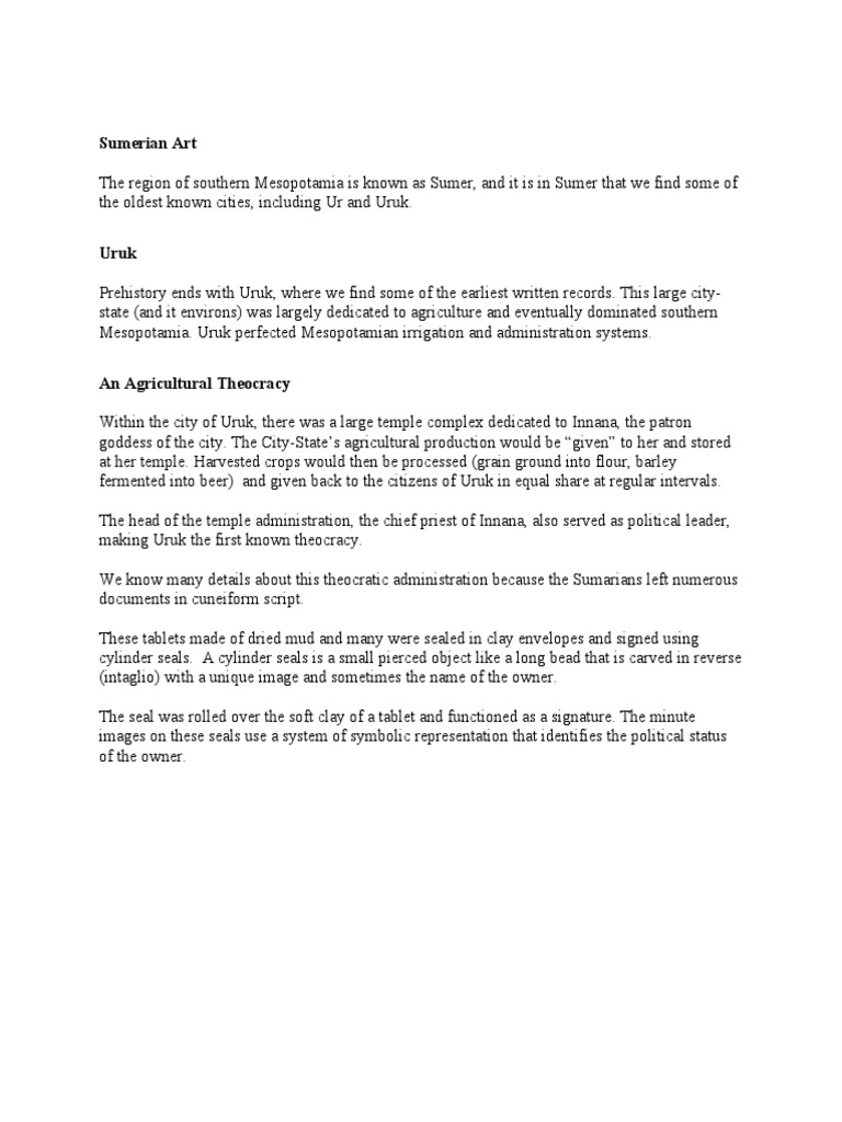 Sumerian Art | PDF