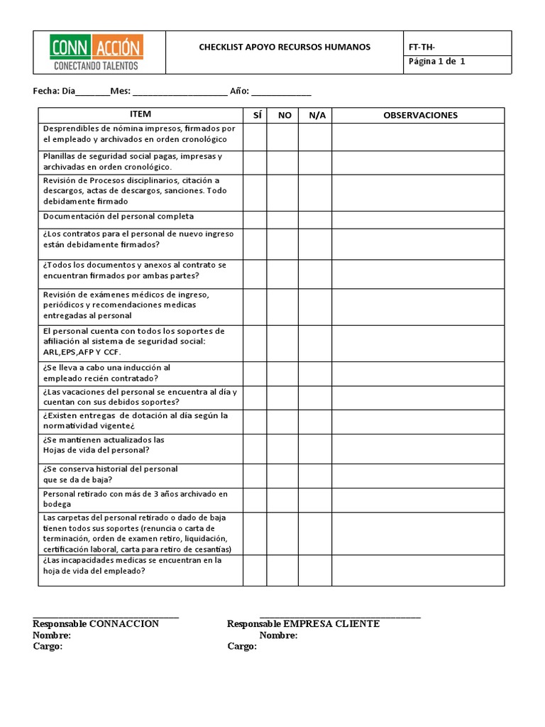 Checklist Recursos Humanos PDF | PDF