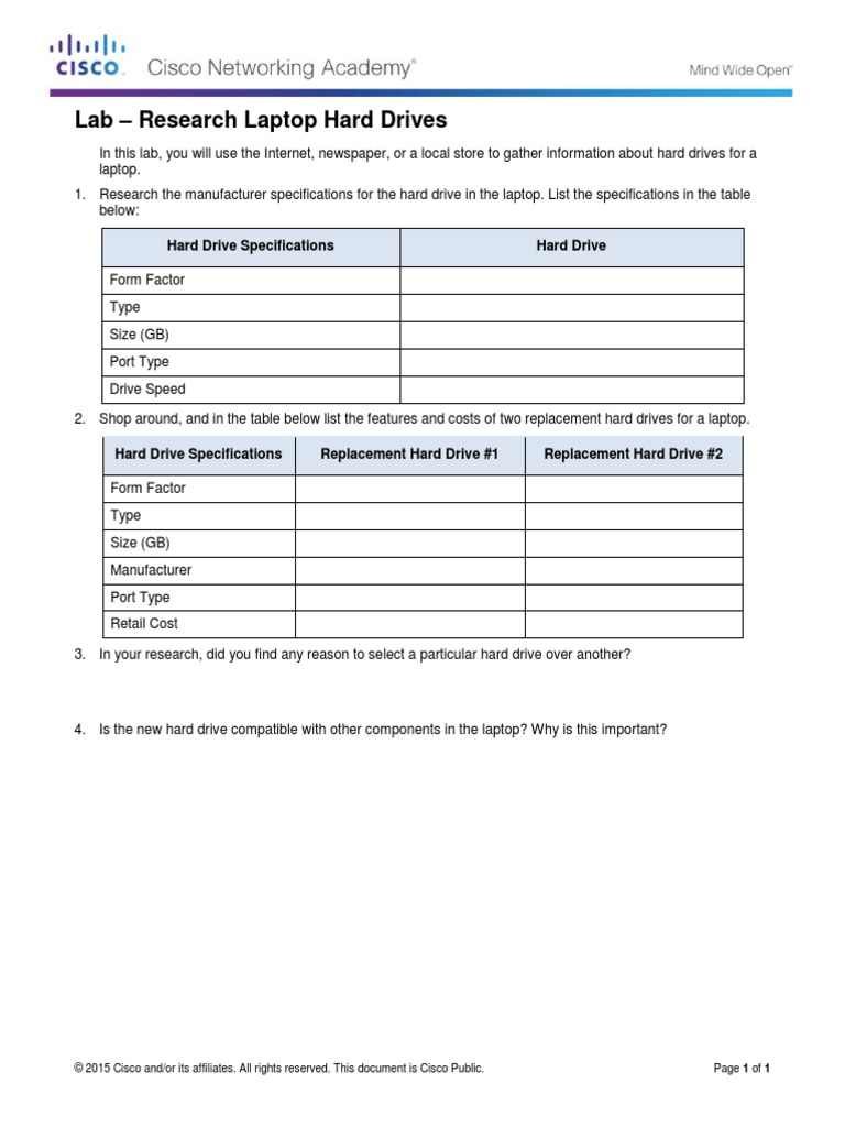 9.3.2.7 Lab - Research Laptop Hard Drives | PDF | Games & Activities ...
