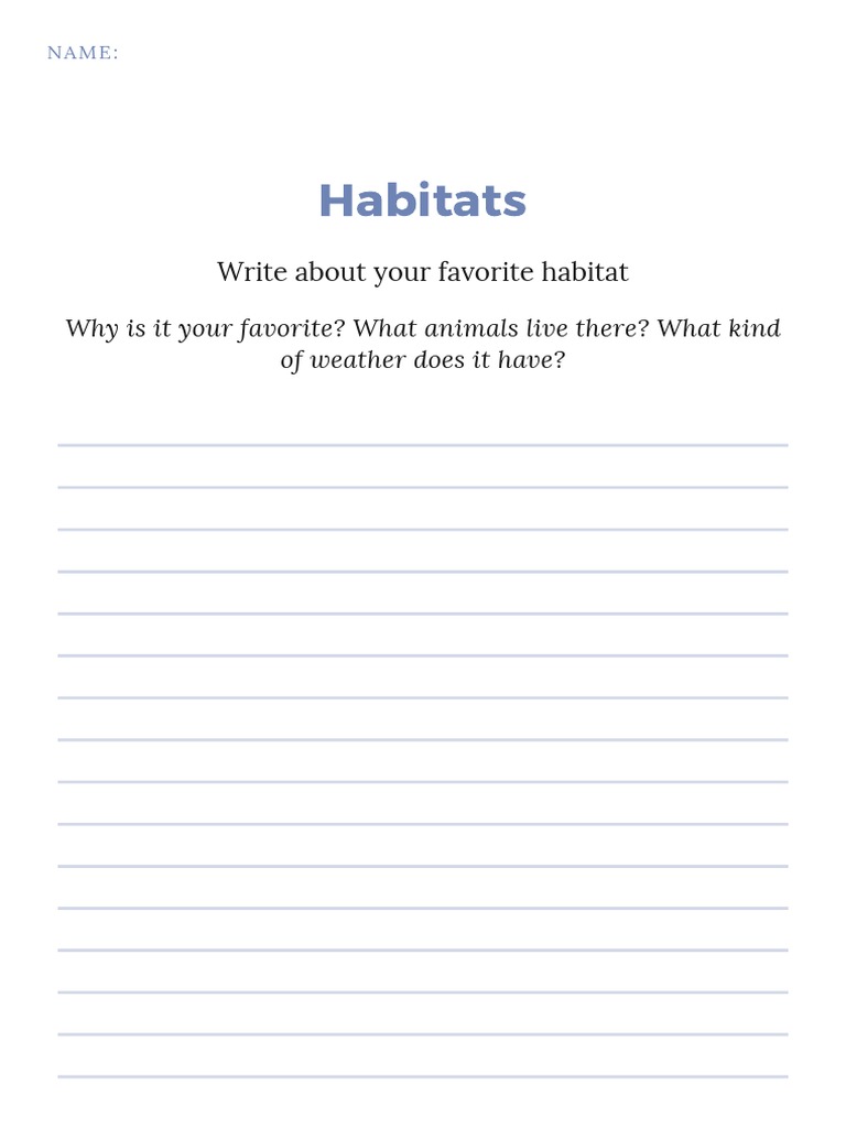 Habitats: Write About Your Favorite Habitat | PDF