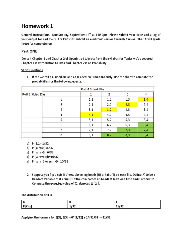 Homework 1 - Solution | PDF | Probability Distribution | Statistical Theory