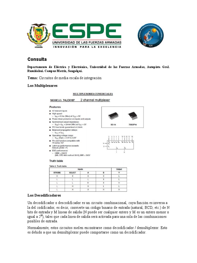 Datasheet Mux, Decoder | PDF | Ingeniería Informática | Electrónica