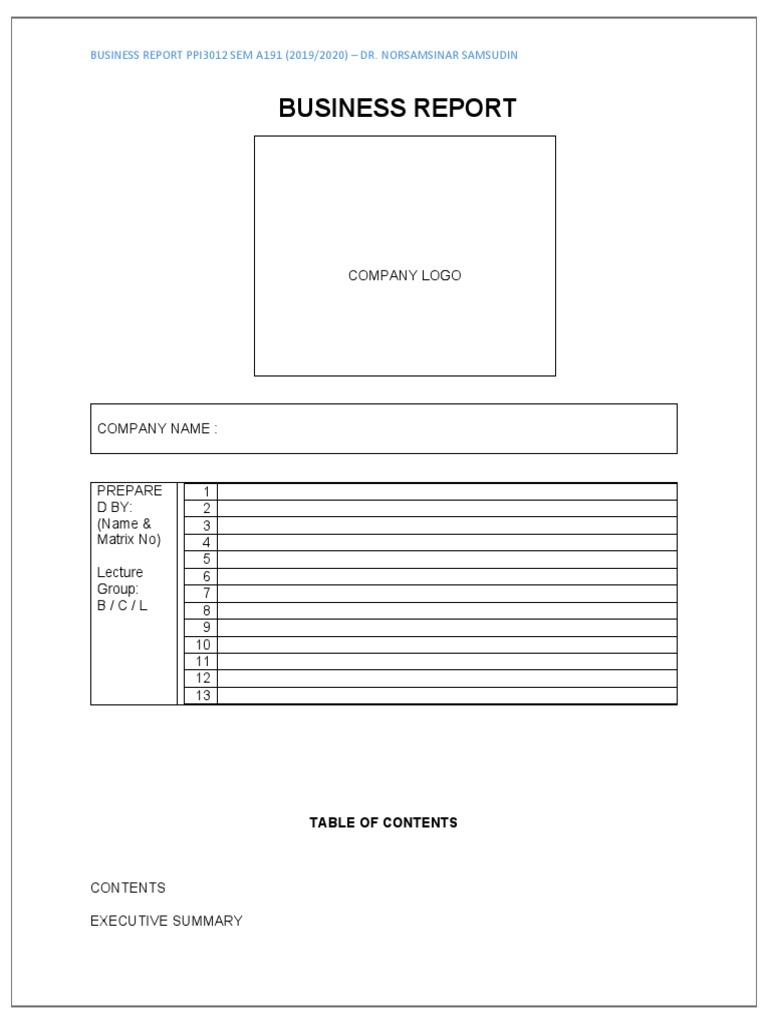 Business Report Template | PDF | Sales | Marketing Strategy