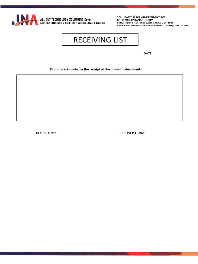 Receiving List Format | PDF