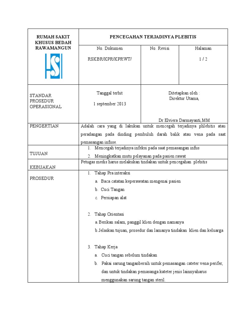 Spo Pencegahan Plebitis | PDF