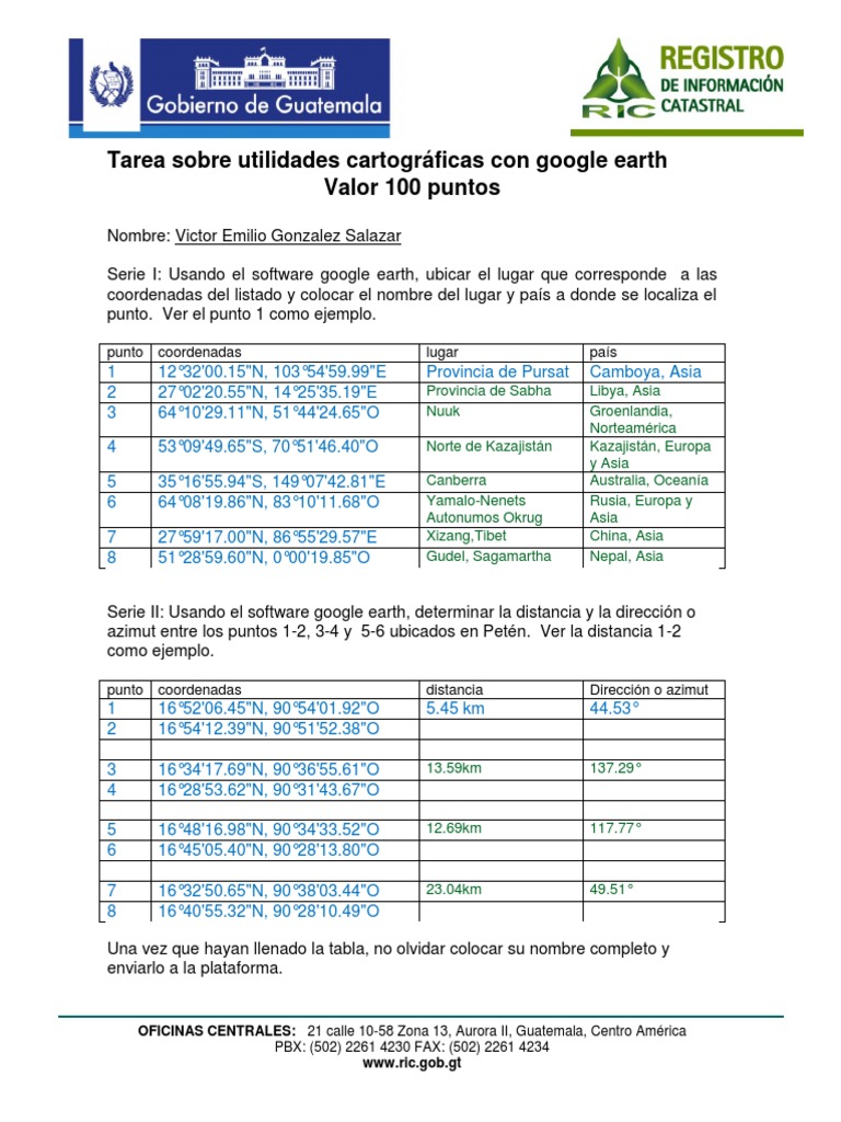 Tarea Google Earth-Cartografía | PDF