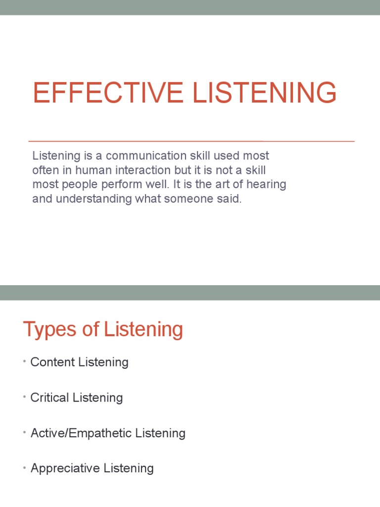 Effective Listening | PDF