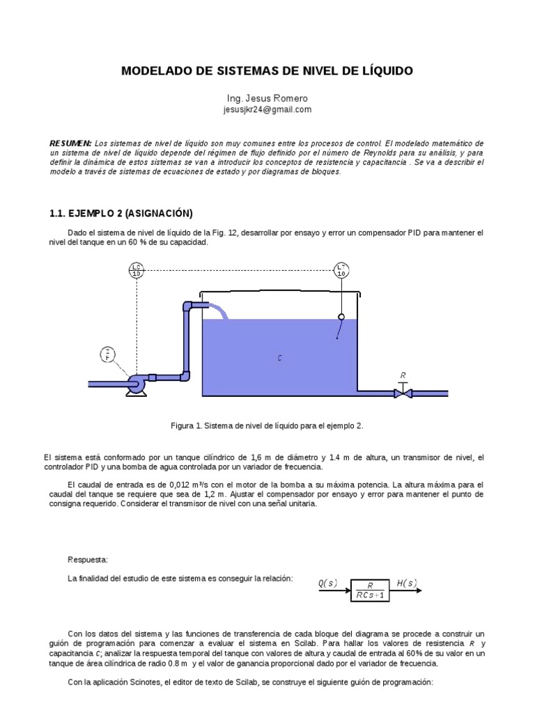 Modelado de Sistemas de Nivel de Líquido | PDF | Teoría de sistemas ...