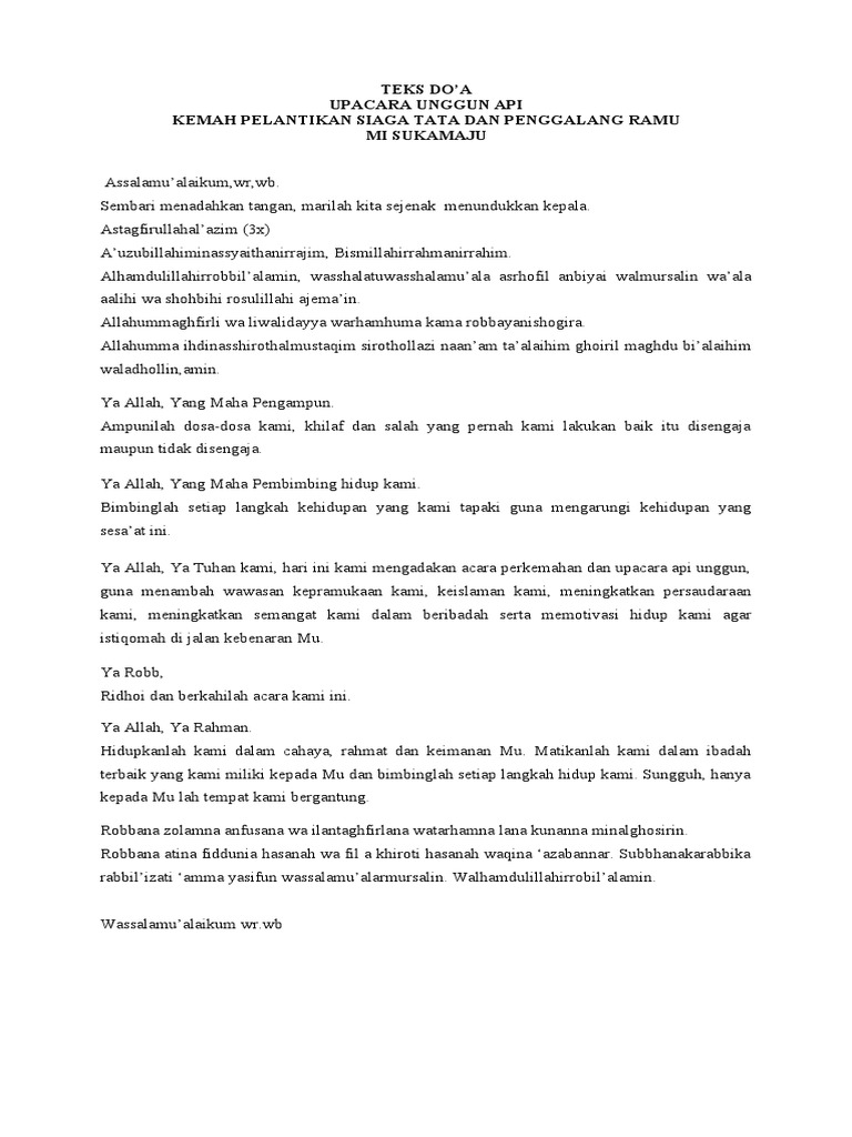 Do'a Upacara Api Unggun | PDF | Agama & Spiritualitas