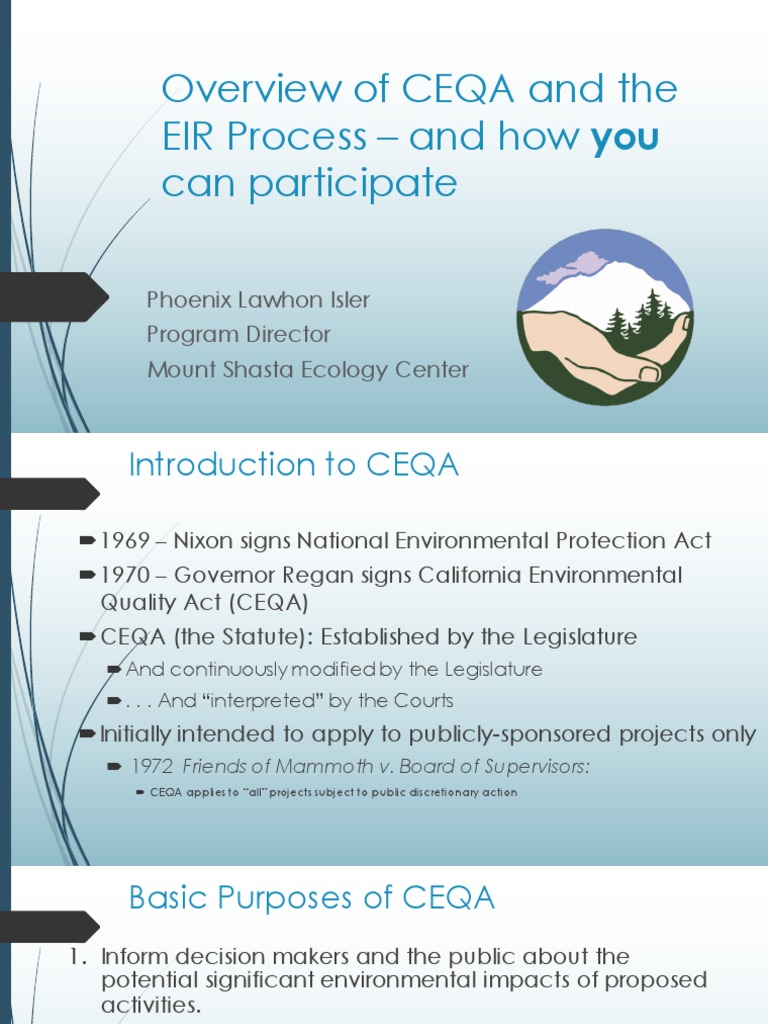 Overview of CEQA and The EIR Process - and How You Can Participate ...