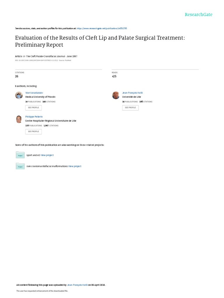 Evaluation of The Results of Cleft Lip and Palate | PDF | Human Nose ...