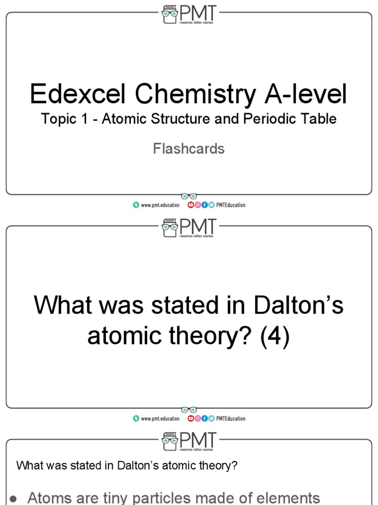 Flashcards - Topic 1 Atomic Structure and The Periodic Table - Edexcel ...