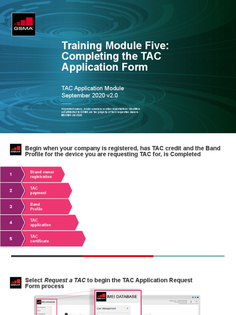Training Module Five: Completing The TAC Application Form | PDF | Mobile Technology | Electronics