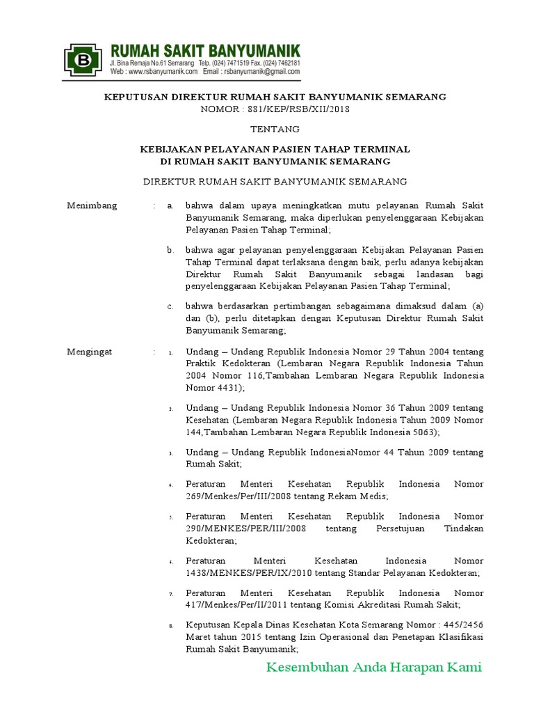 Kebijakan Pelayanan Pasien Tahap Terminal | PDF