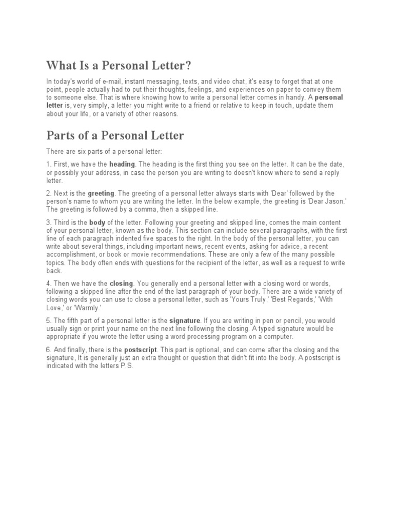 What Is A Personal Letter | PDF | Paragraph