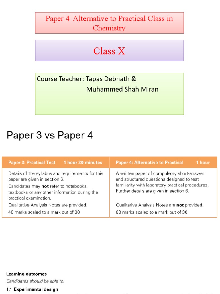 Chemistry Alternative To Practical Questions | PDF