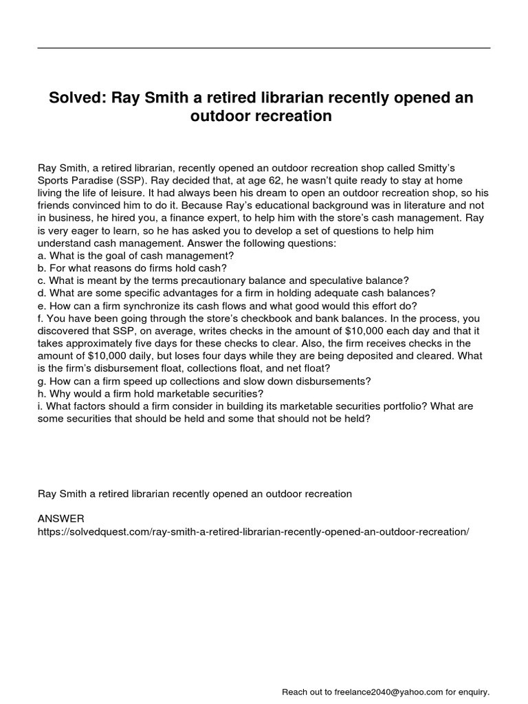 Ray Smith A Retired Librarian Recently Opened An Outdoor Recreation | PDF