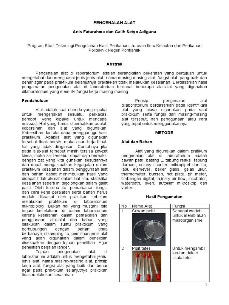 Jurnal Pengenalan Alat | PDF