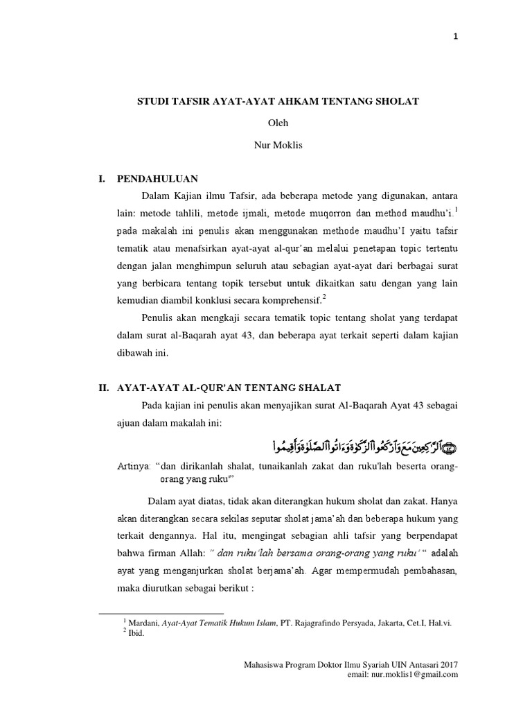 Tafsir Ayat Ahkam Tentang Sholat PDF | PDF