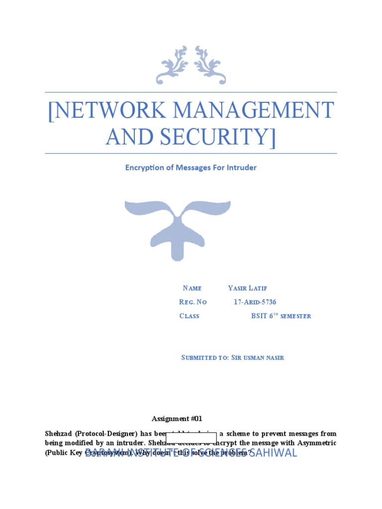 (Network Management and Security) : Barani Institute of Sciences ...