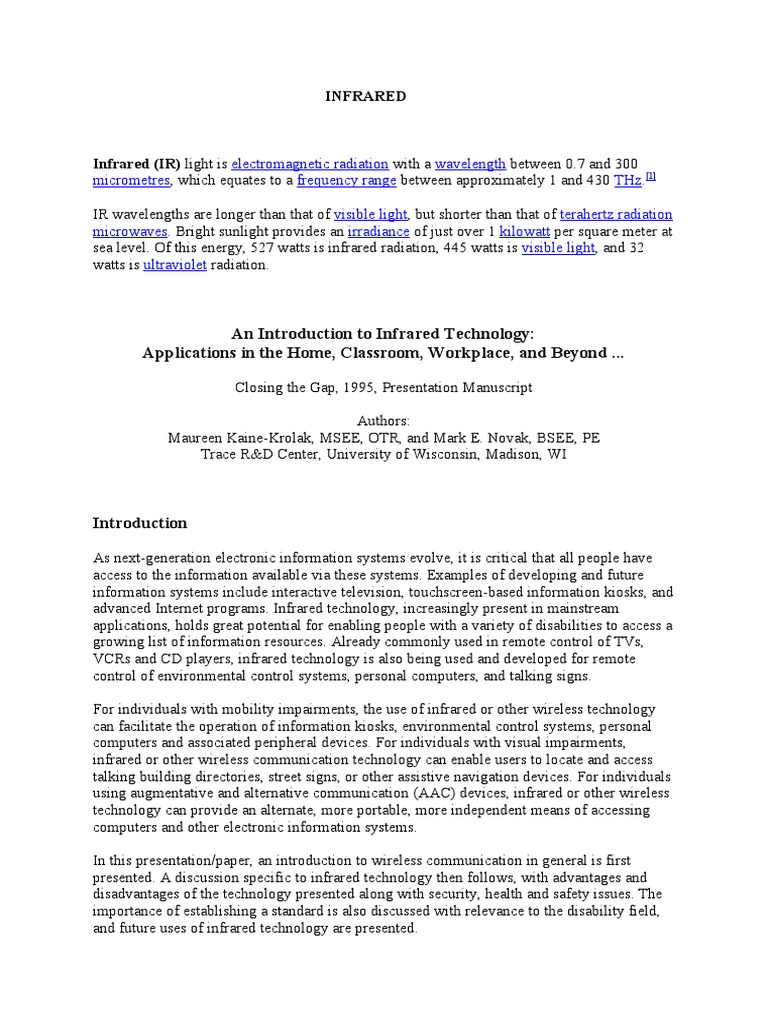 An Introduction To Infrared Technology: Applications in The Home ...