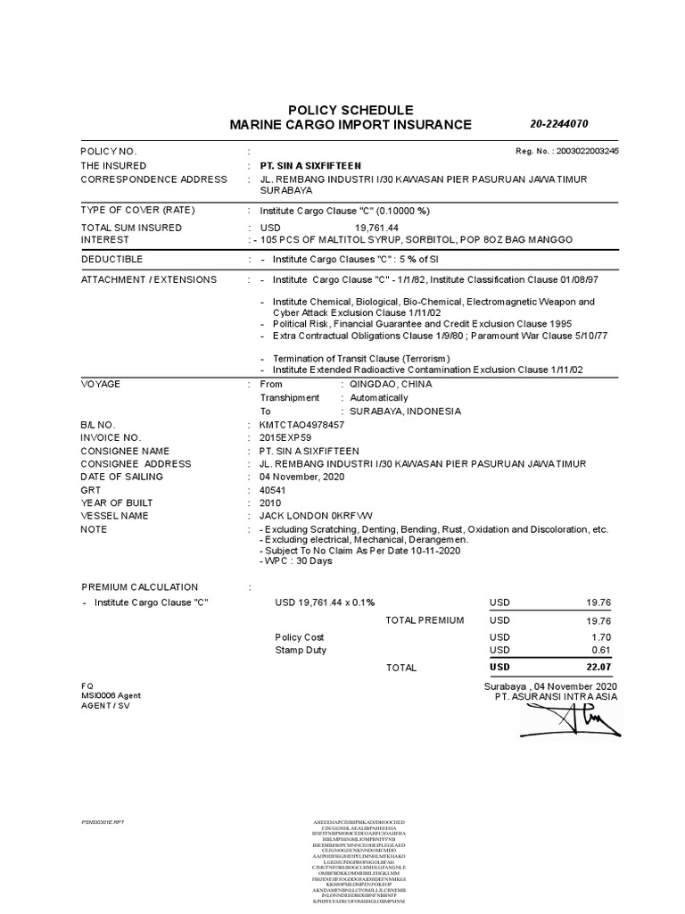 Draft Sin A Sixfifteen | PDF | Insurance | Financial Risk