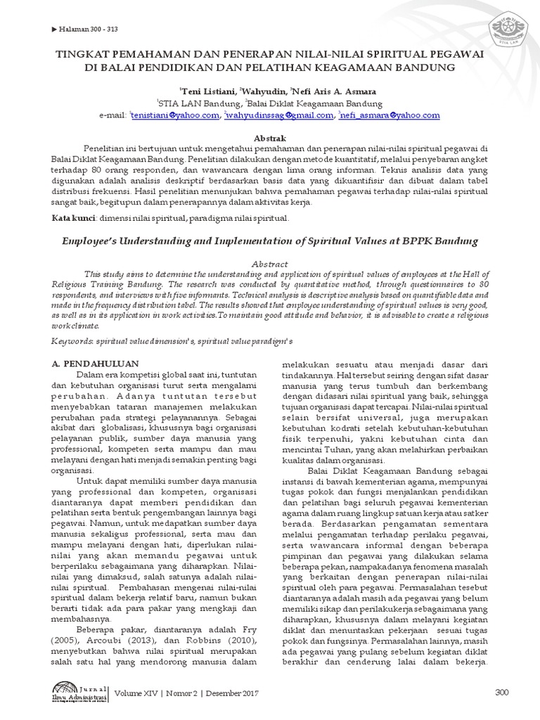 Nilai Spiritual di BPPK Bandung | PDF