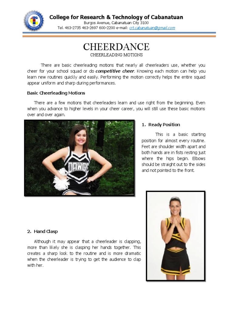 Pe01 Handout Cheerdance Motions | PDF | Cheerleading | Hand