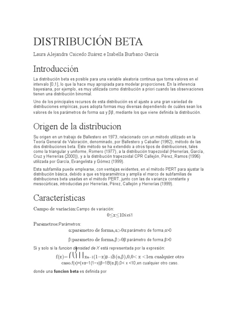 Distribución Beta | PDF | Distribución de probabilidad | Variable aleatoria