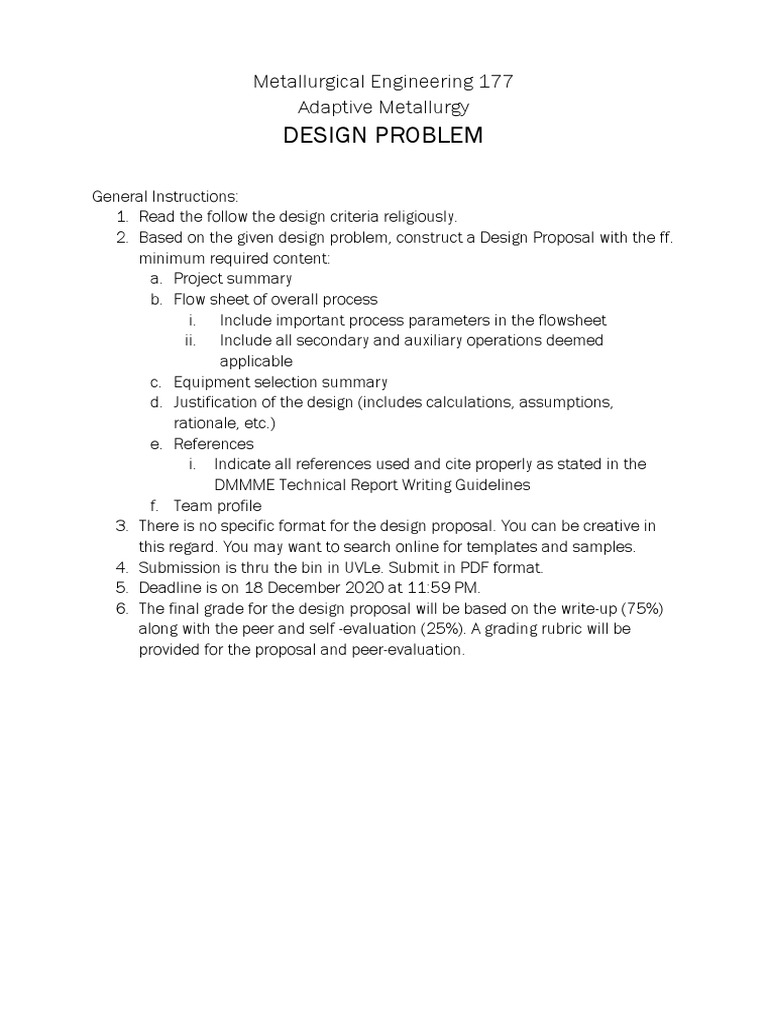 Design Problem AY 2020 2021 | PDF | Rolling (Metalworking) | Strength ...