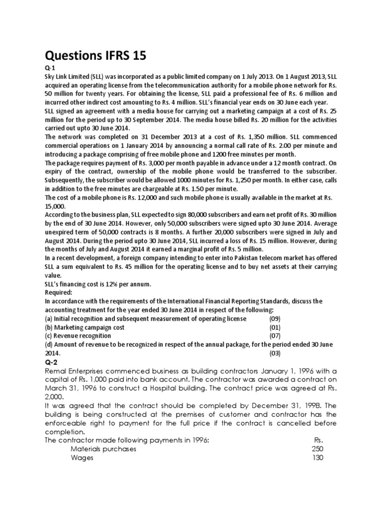 Practice Questions - Solutions IFRS 15 | PDF | Depreciation | Revenue