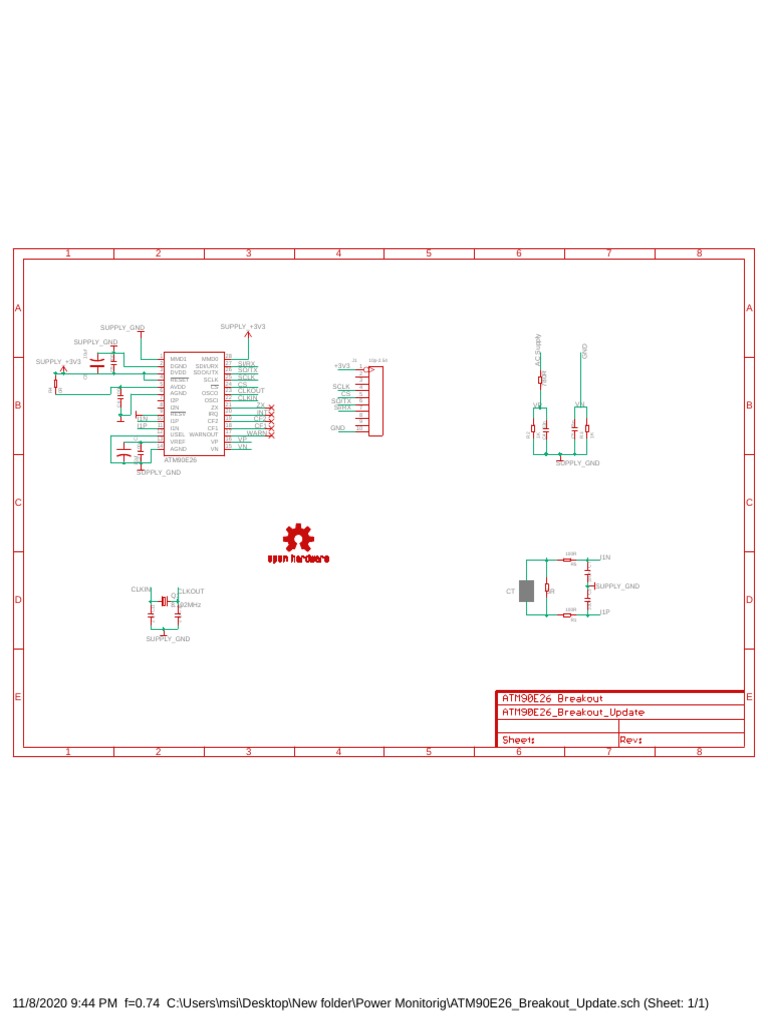 ATM90E26 Breakout Board Schematic | PDF