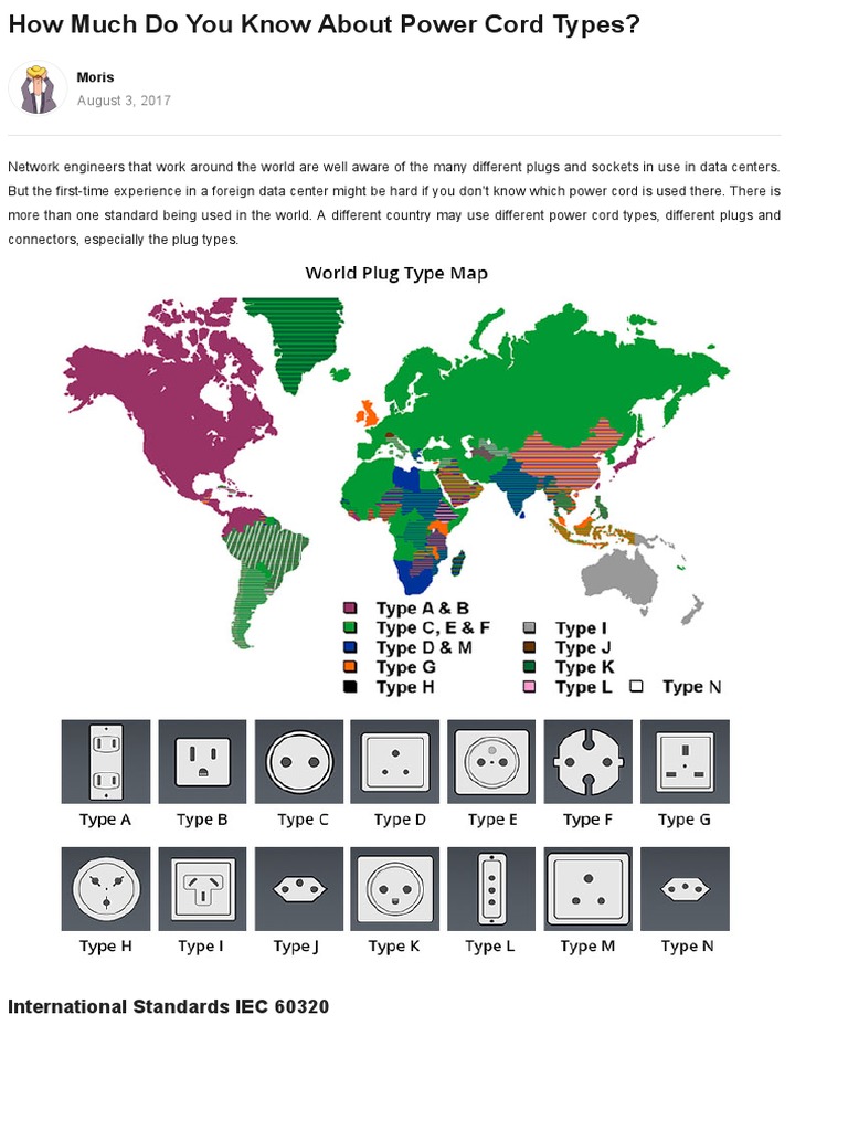 Know About Power Cord Types | PDF | Ac Power Plugs And Sockets | Equipment