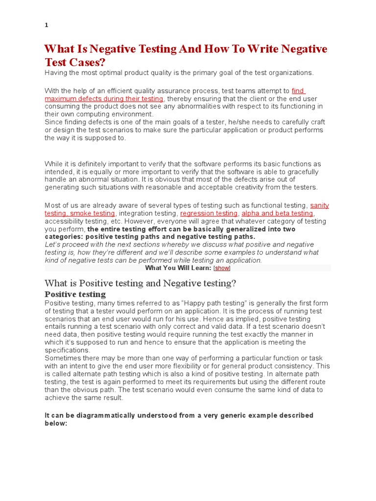 How To Write Negative Test Cases | PDF | Software Testing | Computer ...