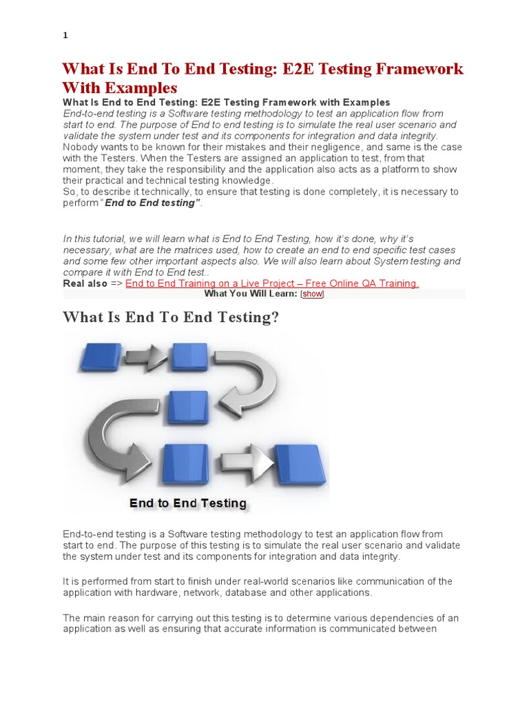 E2E Testing: What Is End to End Testing, Framework & Examples | PDF ...