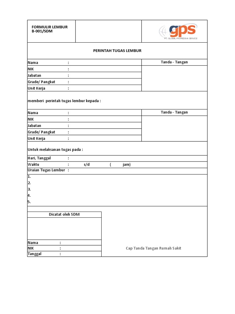 Formulir Perintah Lembur | PDF