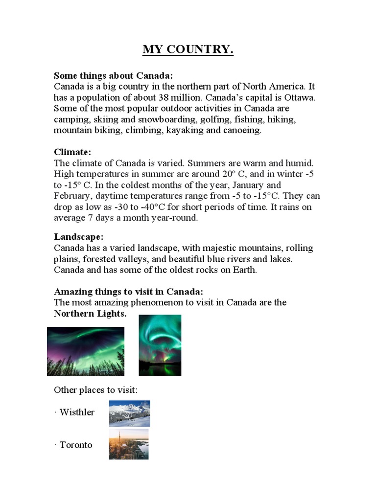 My Country.: Some Things About Canada | PDF