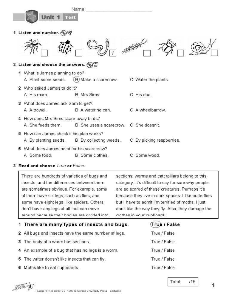 Unit 1 Test: Insects and Gardening | PDF | Language Arts & Discipline ...