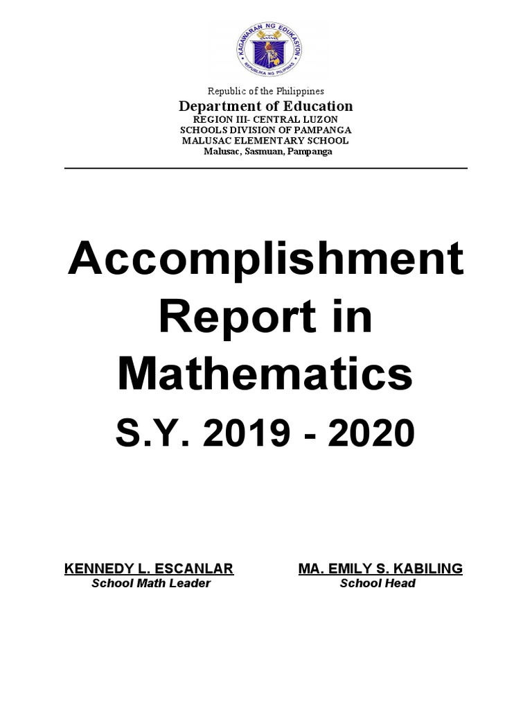 Mathematics Accomplishment Report 2019-2020 | PDF | Critical Thinking ...
