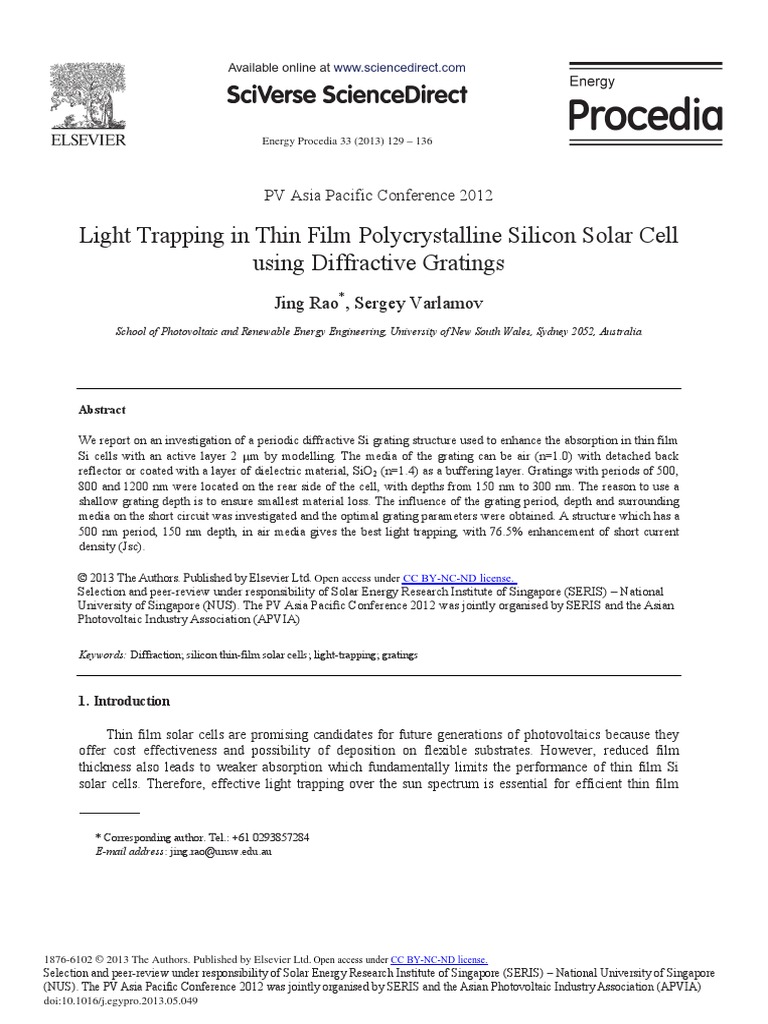 Studying Back Surface Reflectors ITO and Others | PDF | Thin Film Solar ...