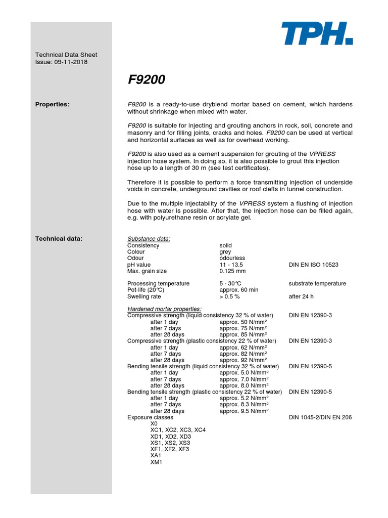 Properties:: F9200 Is A Ready-To-Use Dryblend Mortar Based On Cement ...