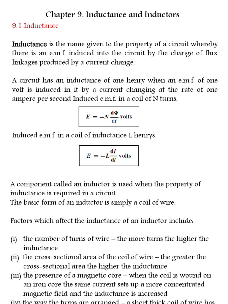 Chapter 9. Electromagnetism Induction - PDF | PDF | Inductance | Inductor