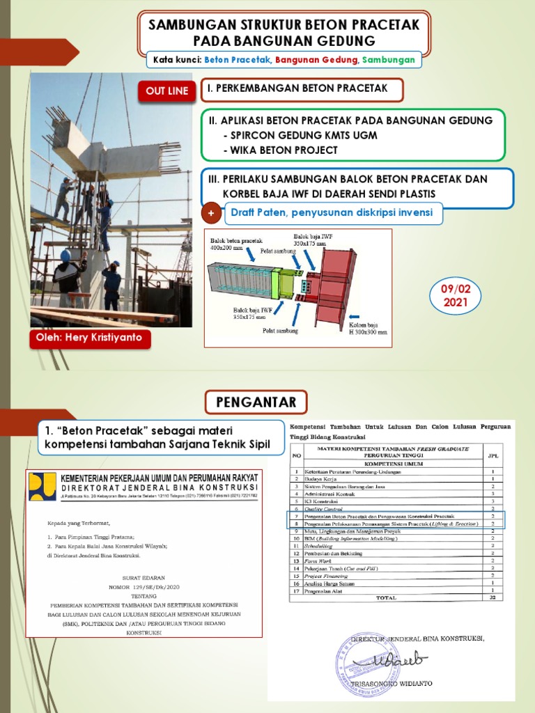 Materi Webinar PERILAKU SAMBUNGAN BALOK BETON PRACETAK DAN KORBEL BAJA ...
