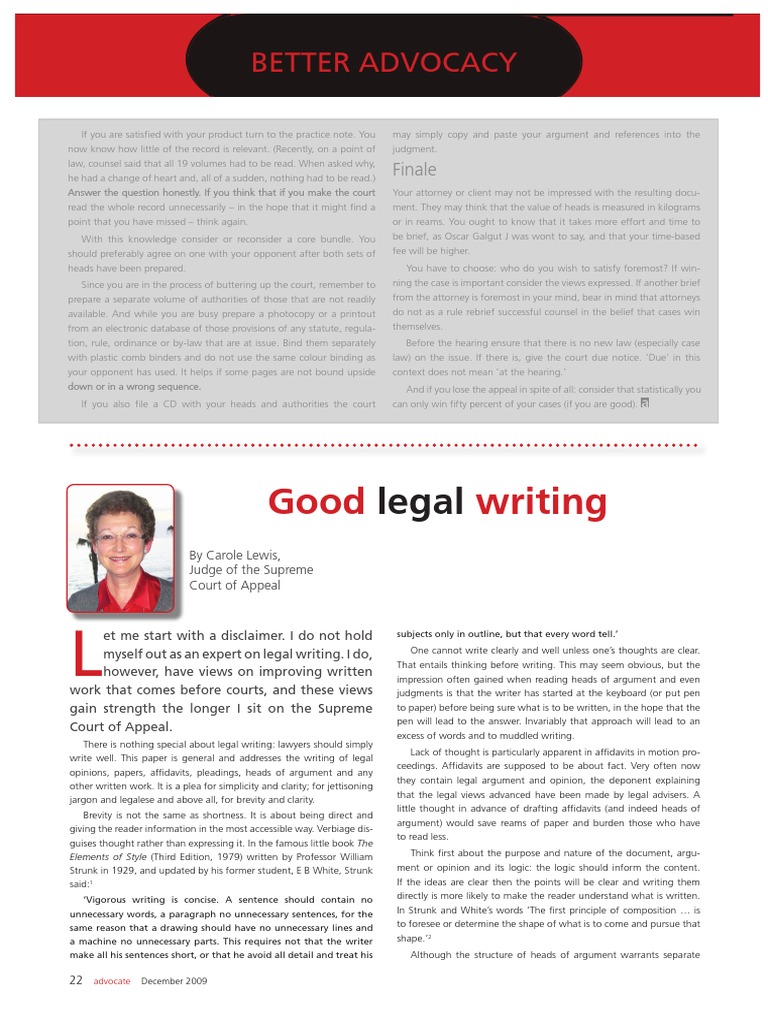 Good Legal Writing by Judge Carole Lewis | PDF | Lawyer | Judgment (Law)