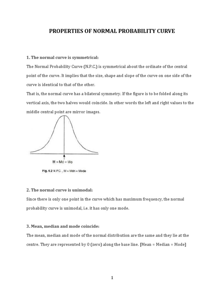 Main Properties of Normal Probability Curve | PDF | Normal Distribution ...